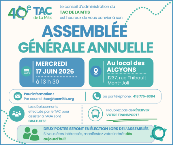 Assemblée générale annuelle – TAC de La Mitis - MRC de La Mitis